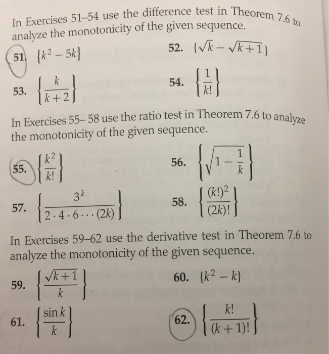 Solved In Exercises 51-54 use the difference test in Theorem | Chegg.com