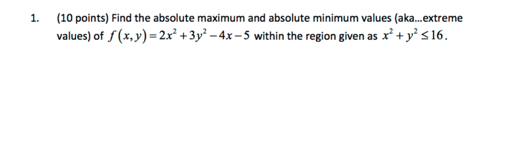 Solved Find the absolute maximum and absolute minimum values | Chegg.com