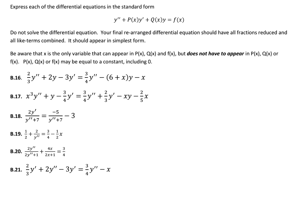 Solved Express each of the differential equations in the | Chegg.com