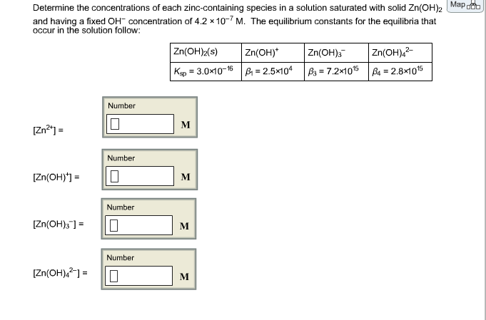 Solved Determine the concentrations of each zinc-containing | Chegg.com