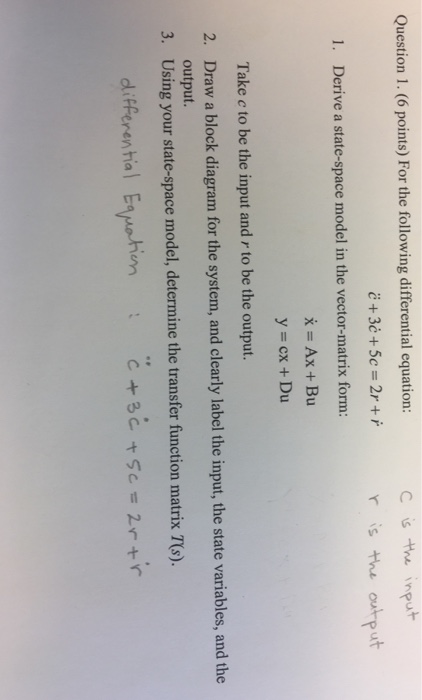 Solved For the following differential equation: c + 3c + 5c | Chegg.com