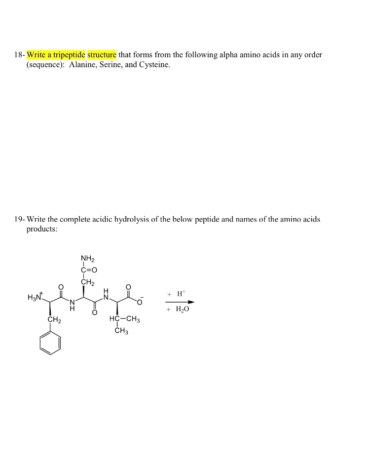 Solved 18-Write a tripeptide structure that forms from the | Chegg.com