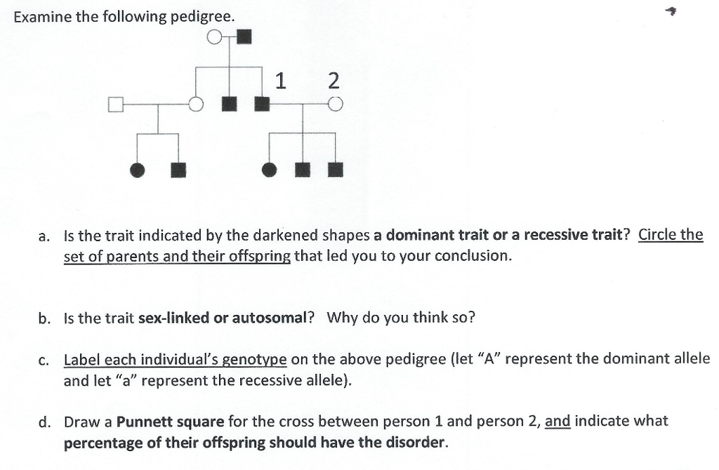 Solved Examine The Following Pedigree A Is The Trait 1671