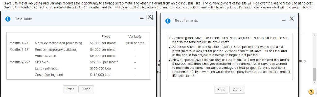 Solved Save Lire Metal Recycling and salvage receives the | Chegg.com