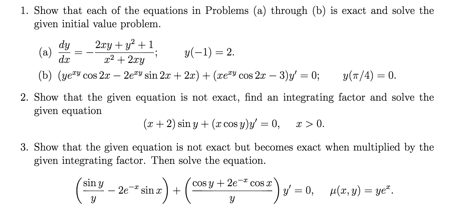 Solved Show that each of the equations in Problems (a) | Chegg.com
