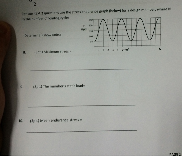 Solved For the next 3 questions use the stress endurance | Chegg.com