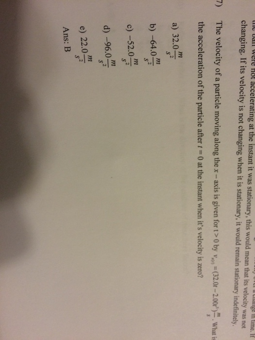 Solved The velocity of a particle moving along the x - axis | Chegg.com