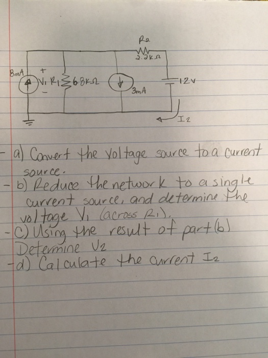 Solved Convert the voltage source to a current source. b) | Chegg.com