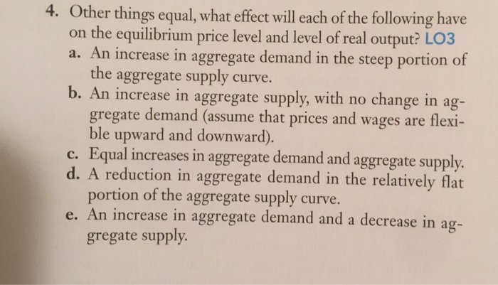 Solved Other things equal, what effect will each of the | Chegg.com