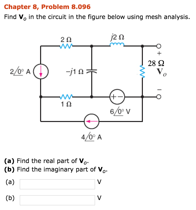 Solved Chapter 8, Problem 8.096 Find Vo in the circuit in | Chegg.com