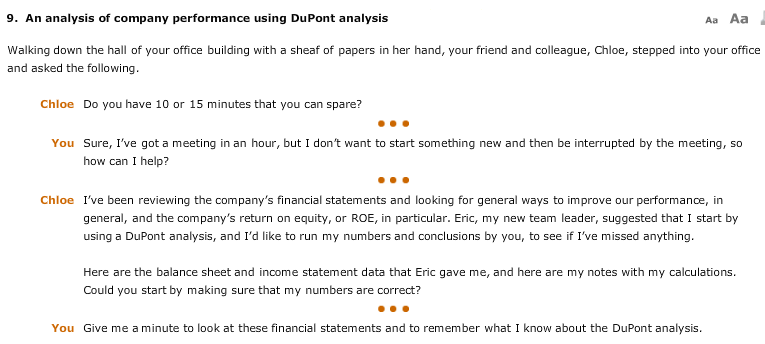 Solved . An analysis of company performance using DuPont | Chegg.com