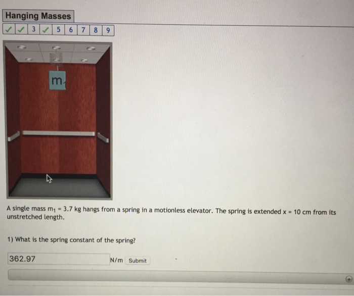 Solved H Hanging Masses s VVBV5 6 7 8 9 A single mass m - | Chegg.com