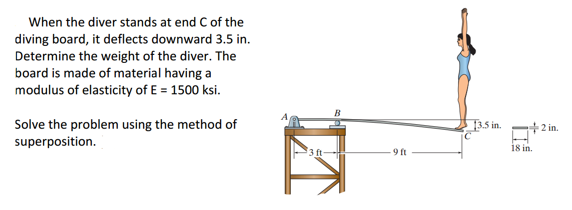 Solved When the diver stands at end C of the diving board, | Chegg.com