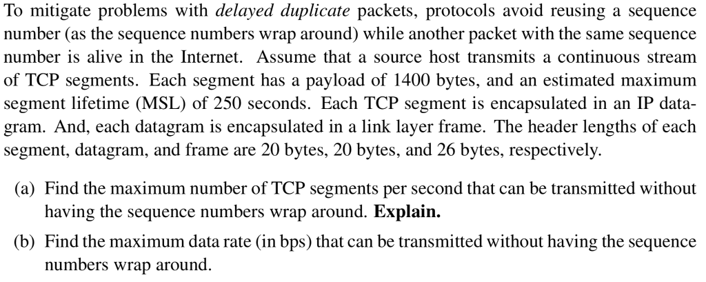 To Mitigate Problems With Delayed Duplicate Packets