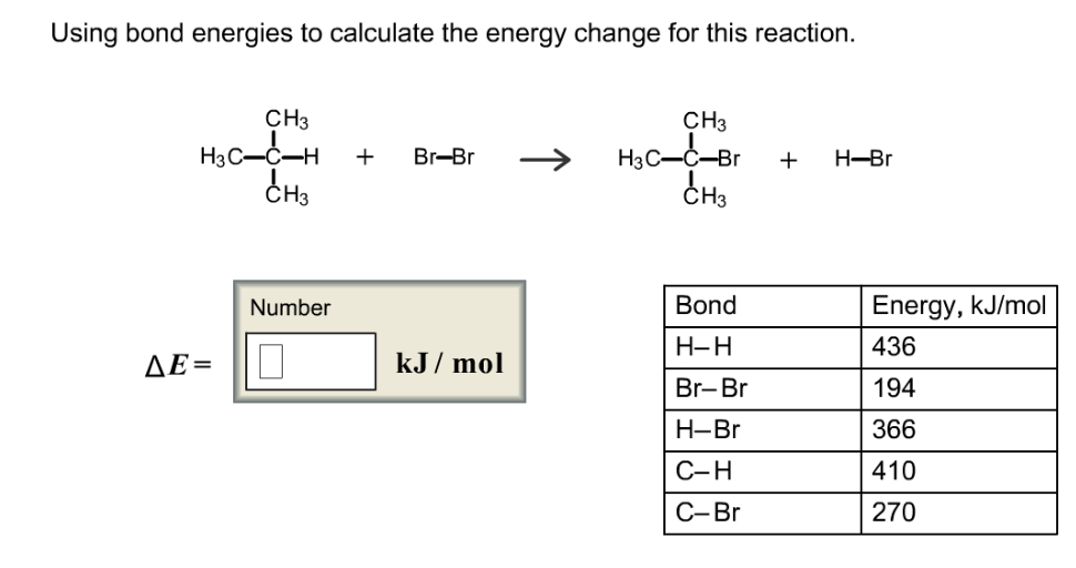 Solved Using bond energies to calculate the energy change | Chegg.com