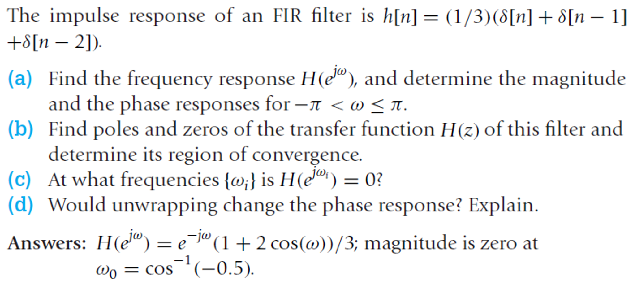 Solved The impulse response of an FIR filter is h[n] = | Chegg.com