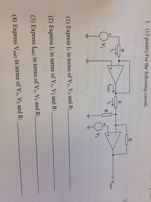 Solved 3. For the following circuit, (1) Express I1 in terms | Chegg.com
