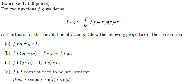 Solved Exercise 1. (10 points) For two functions f, g we | Chegg.com