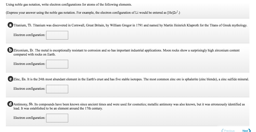 Solved Using Noble Gas Notation Write Electron