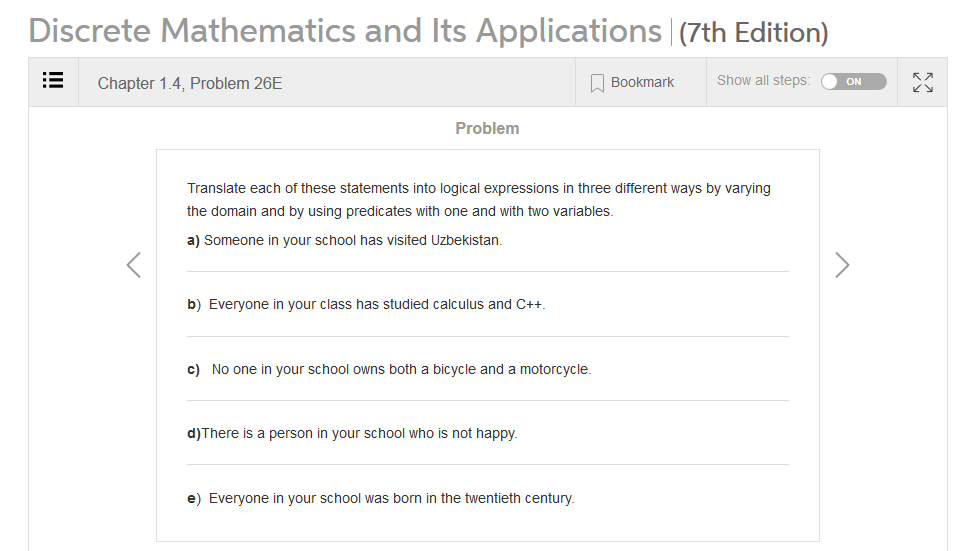 Solved Translate each of these statements into logical | Chegg.com
