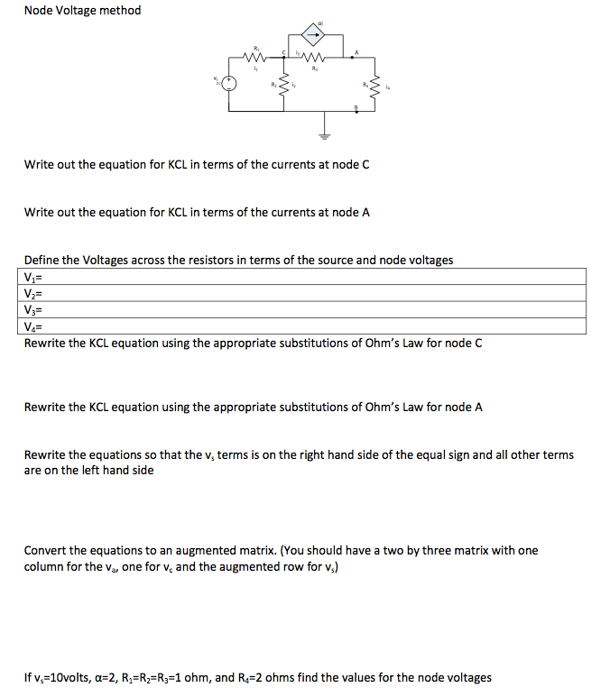 Node Voltage method Write out the equation for KCL | Chegg.com