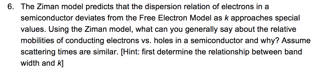 The Ziman model predicts that the dispersion relation | Chegg.com