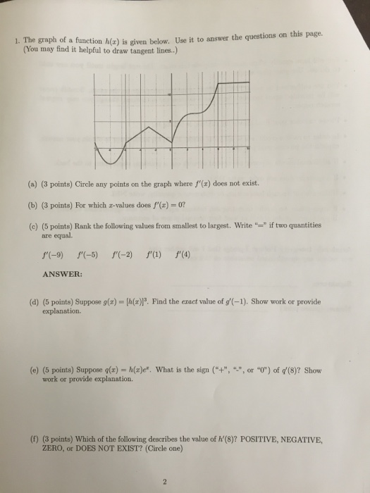 The graph of a function h(x) is given below. Use it | Chegg.com