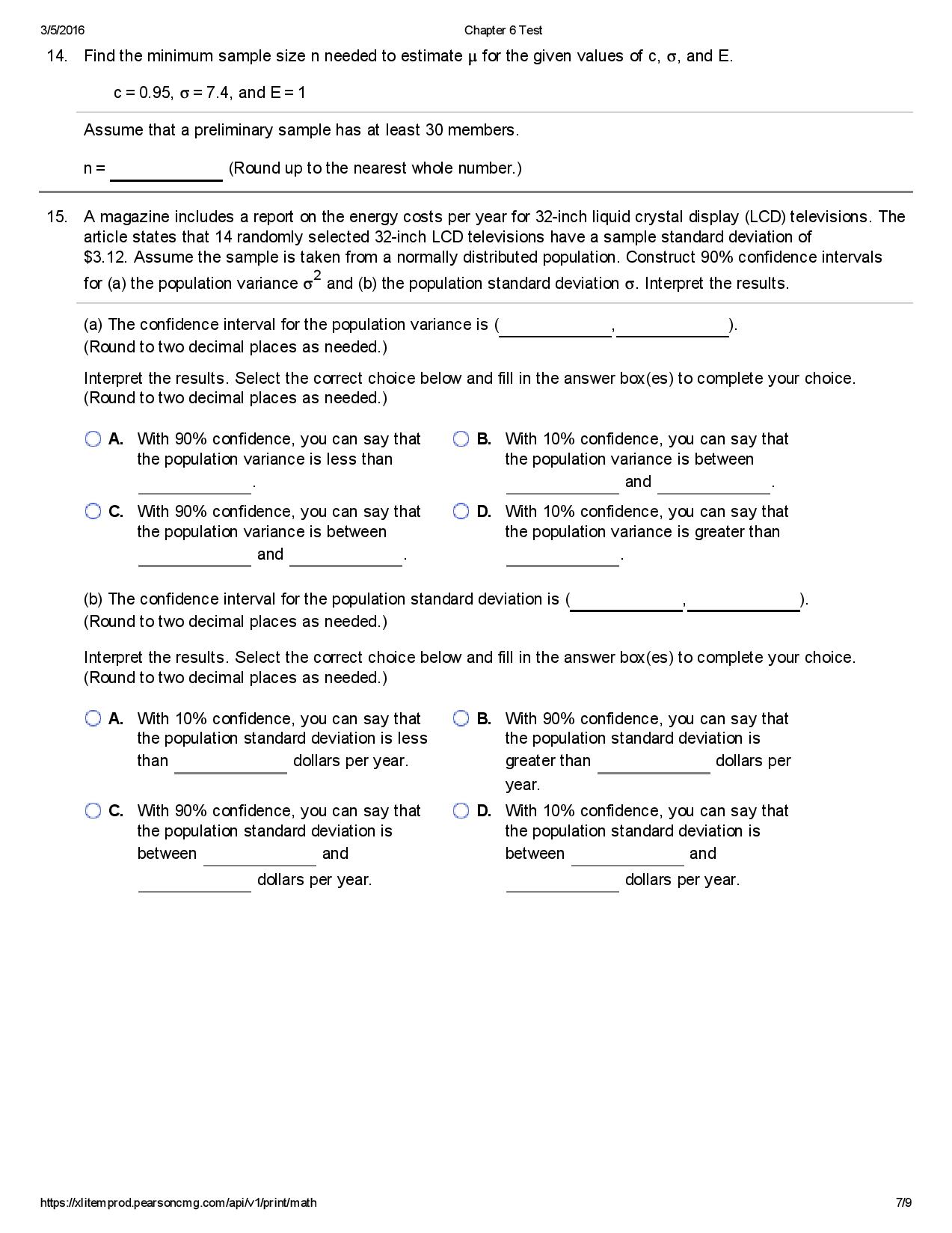 Solved Find The Minimum Sample Size N Needed To Estimate Mu 