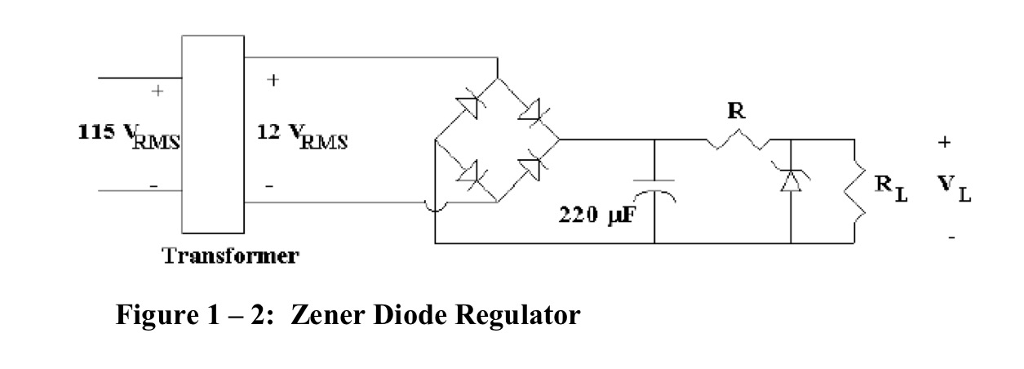 Solved For the Zener diode regulator circuit of Figure 1-2 | Chegg.com
