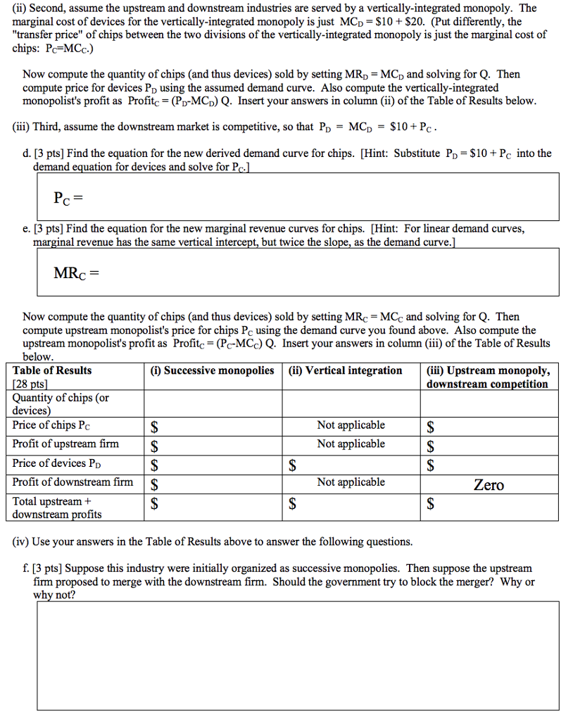 (1) [Successive monopolies, monopoly extension with | Chegg.com