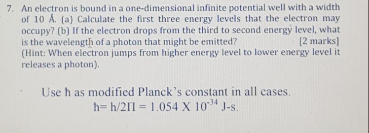 Solved An Electron Is Bound In A One Dimensional Infinite