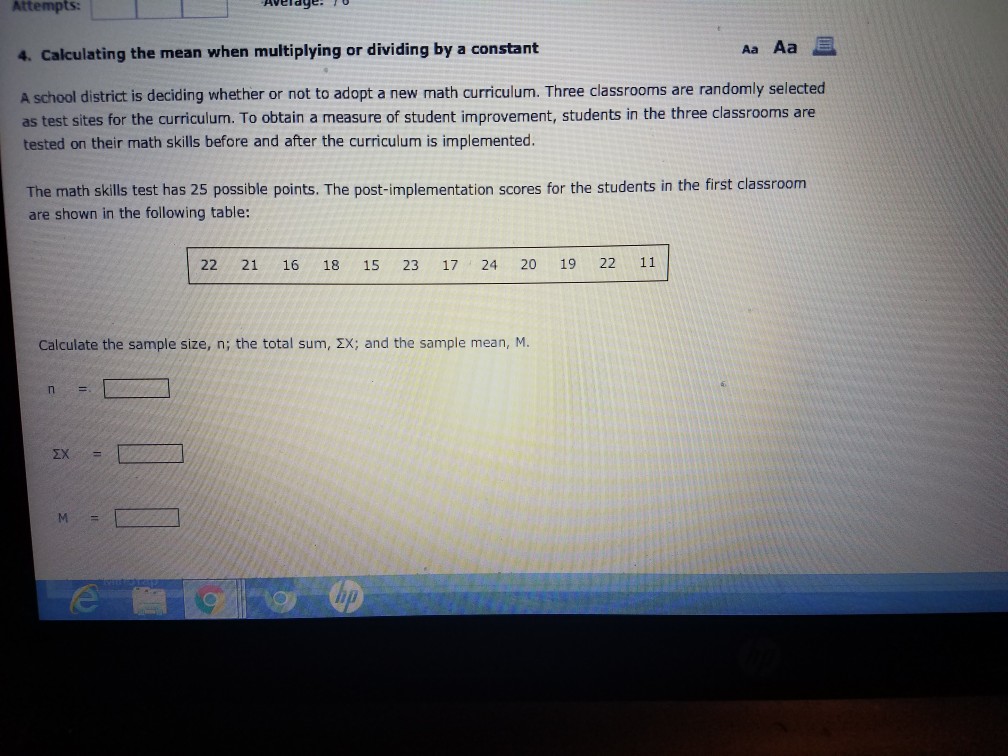Solved Attempts: AaAa且 4. Calculating the mean when | Chegg.com