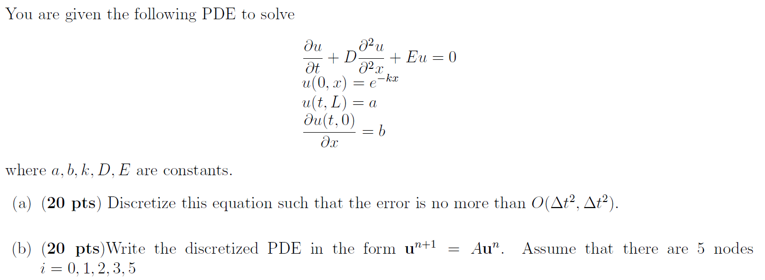 Solved You are given the following PDE to solve u(0,x) = | Chegg.com