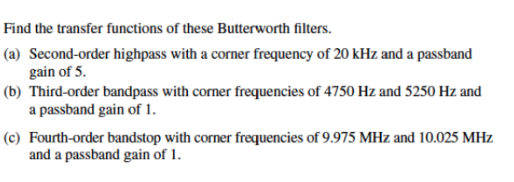 Solved Find the transfer functions of these Butterworth | Chegg.com