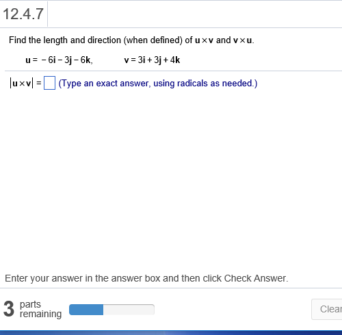 Solved Find the length and direction (when defined) of u | Chegg.com