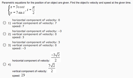 Solved Parametric equations for the position of an object | Chegg.com