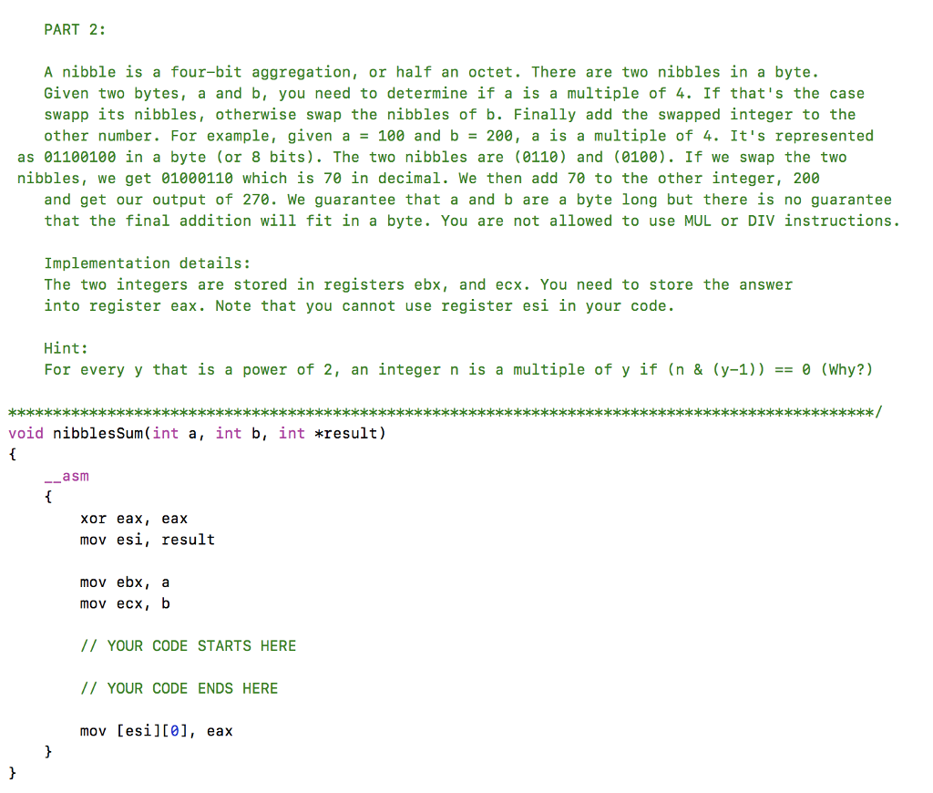 Solved PART 1 Given A Byte x Swap Every Even Bit With Chegg Solved PART 1 Given A Byte x Swap Every Even Bit With Chegg