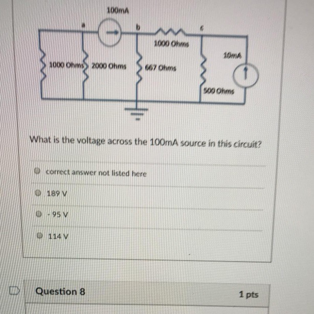 Solved 100mA 1000 Ohms 10mA 000 Ohm 2000 0hms667 hms 00 Ohms | Chegg.com
