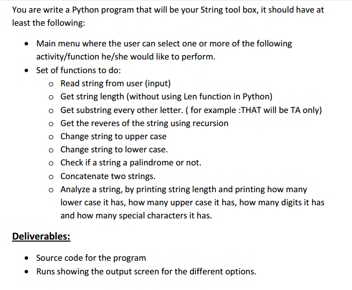 Solved You are write a Python program that will be your | Chegg.com