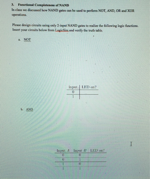 Solved 3. Functional Completeness of NAND In class we | Chegg.com