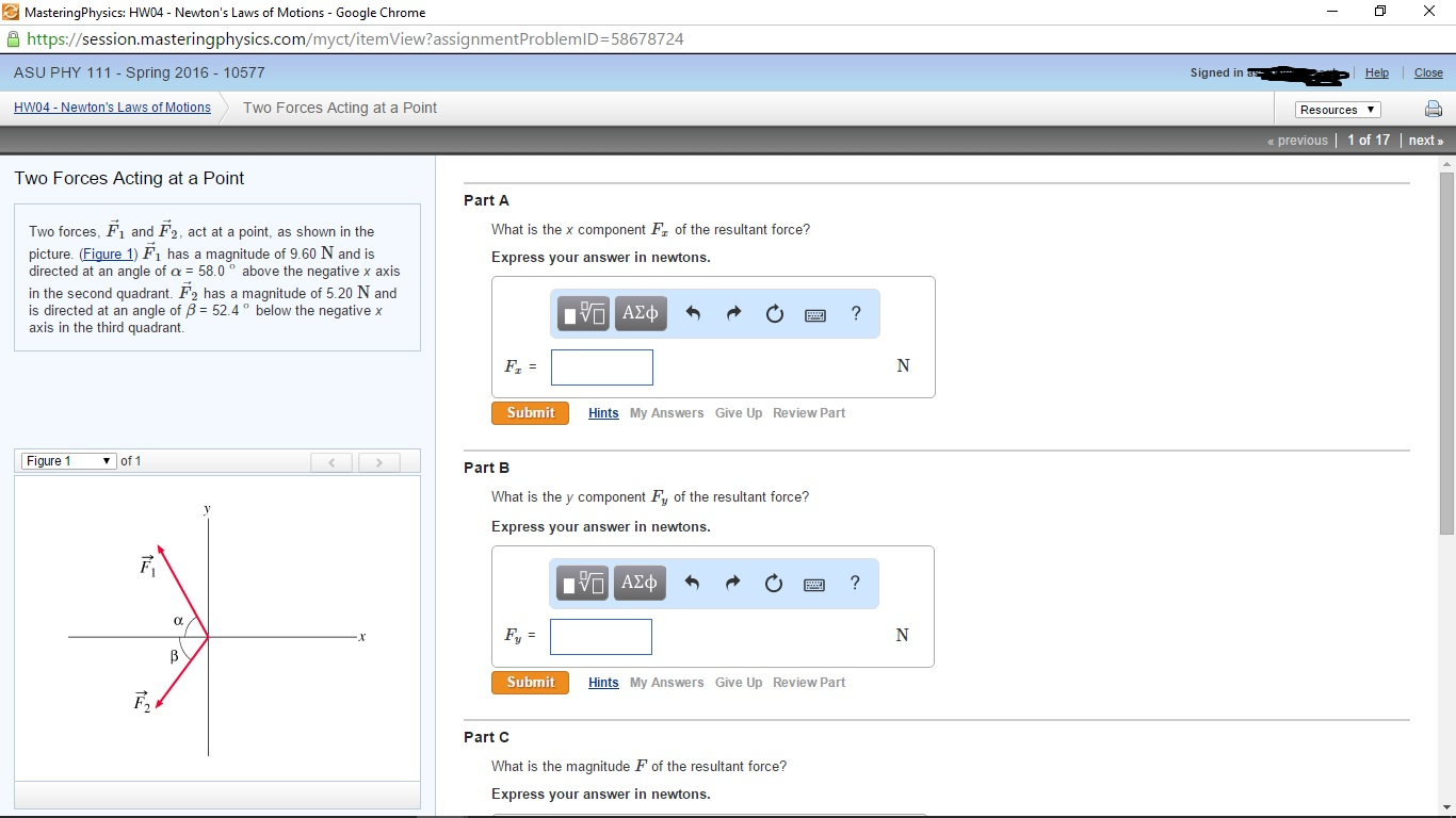 Solved What is the x component F_x of the resultant force? | Chegg.com