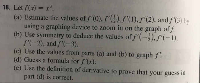 Solved Let f(x)=x^3 Estimate the values of | Chegg.com