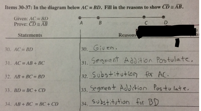 Solved Given: AC BD Prove: CD AB Statements Reasons 30. GIU | Chegg.com
