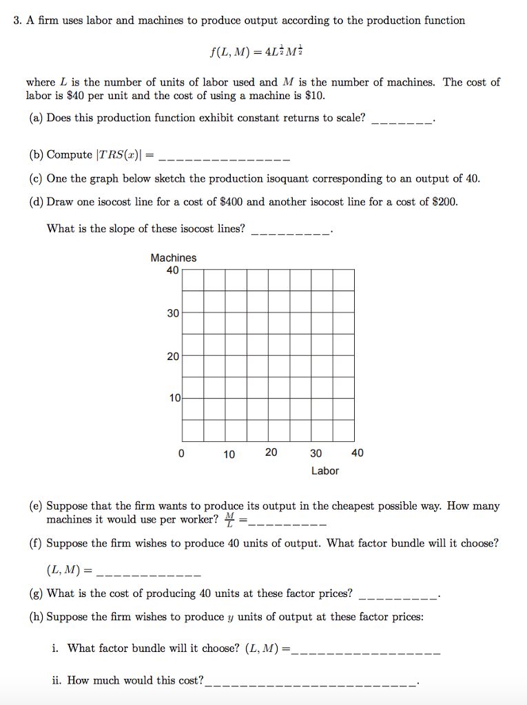 Solved A firm uses labor and machines to produce output | Chegg.com