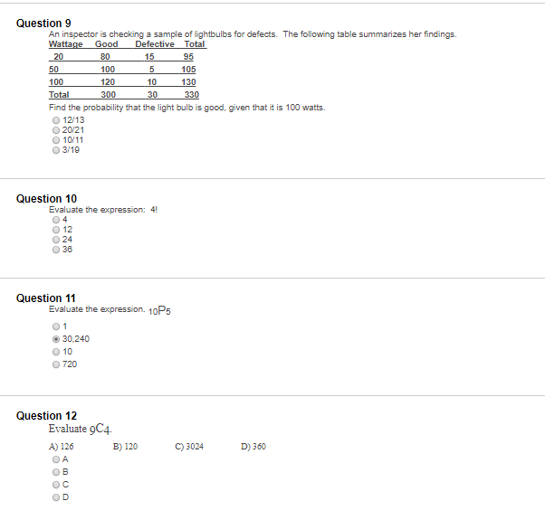 Solved Question 9 An inspector is checking a sample of | Chegg.com