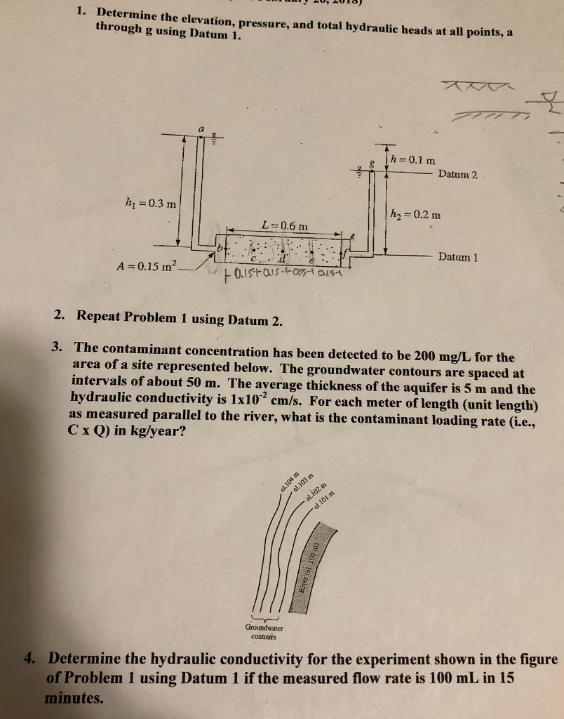 Solved 1. Determine the elevation, pressure, and total | Chegg.com