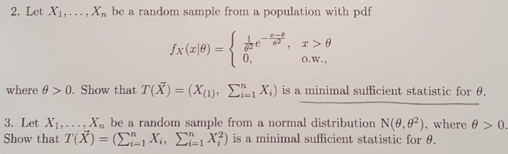 Solved 2. Let Xi,.. ,Xn be a random sample from a population | Chegg.com