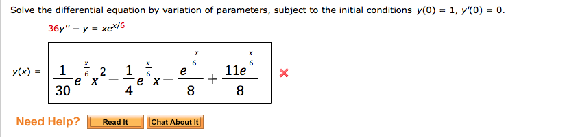 Solved Solve the differential equation by variation of | Chegg.com