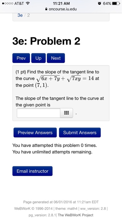 Solved AT&TF 11:21 AM o 64%, oncourse.iu.edu 3e 3e: Problem | Chegg.com