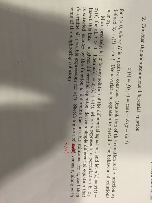 Solved Consider the nonautonomous differential equation | Chegg.com